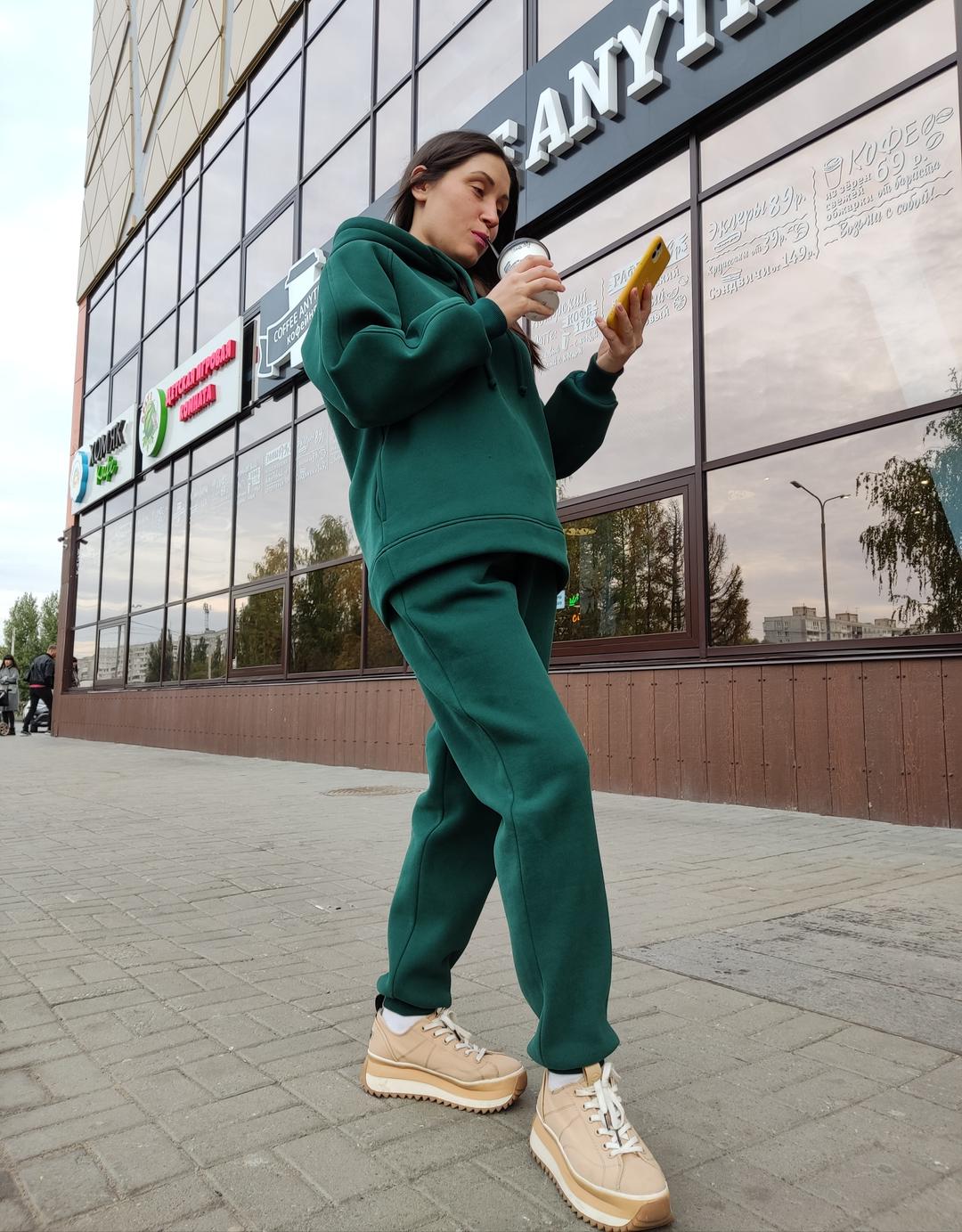 Футер 3х нитка петля с велюр эффектом Ель